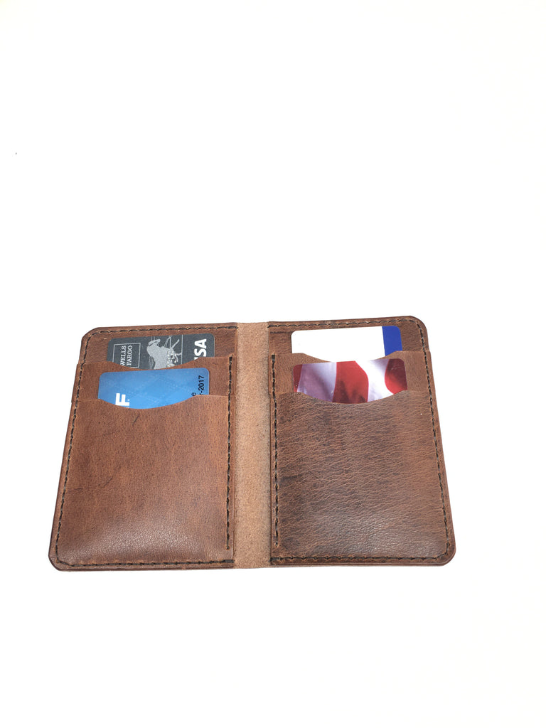 H+B CARD WALLET | VERTICAL WALLET BROWN LEATHER | Hand+Built Leather Goods